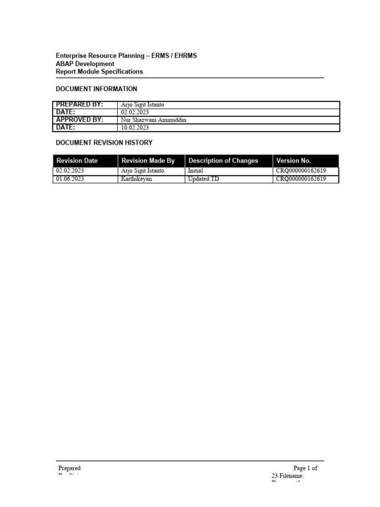 ERMS EHRMS ABAP Report Specifications | PDF | Computer Program ...