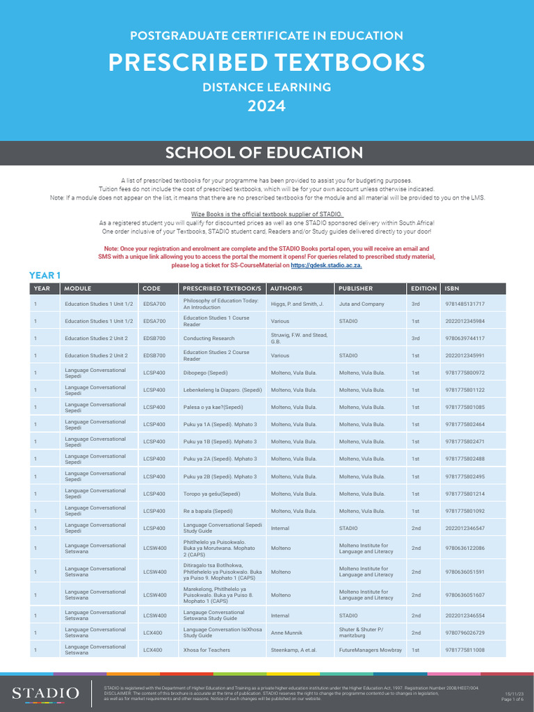 STADIO SOE Textbook PGCE 2024 Website | PDF | Textbook | Human Communication
