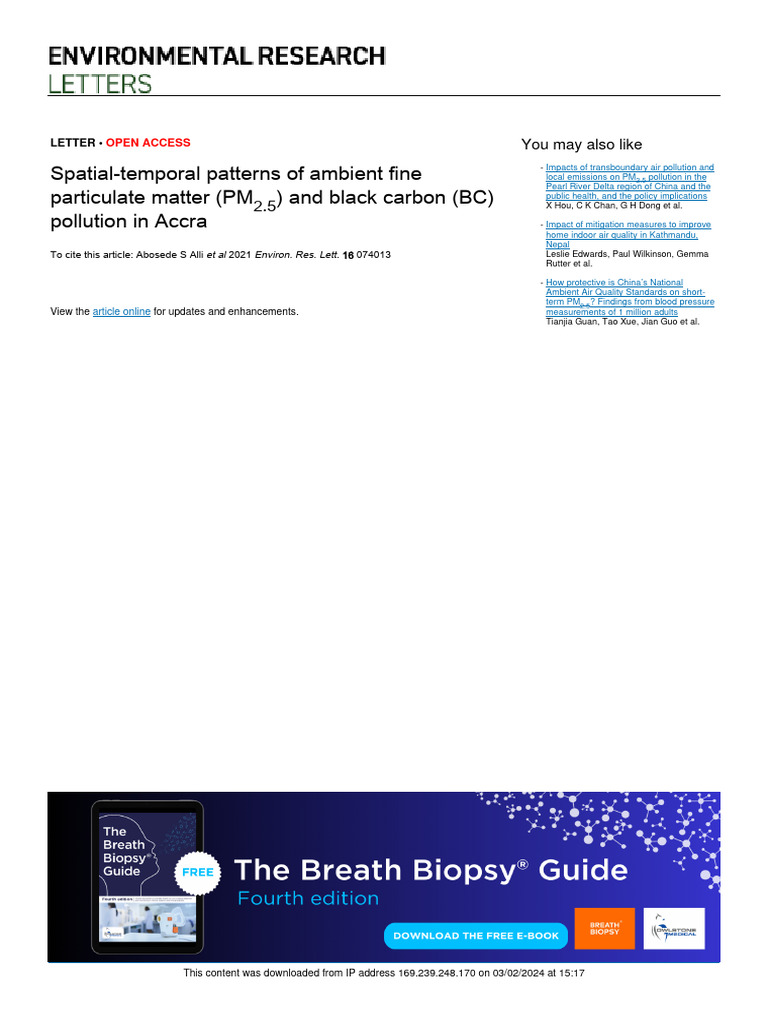 PM2.5 and Black Carbon Pollution in Accra | PDF | Air Pollution ...