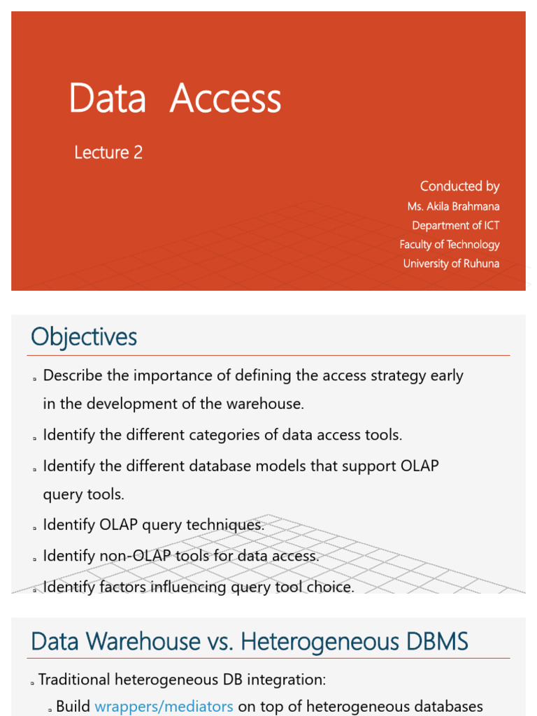 Lecture 2 Data Access | PDF | Data Warehouse | Databases