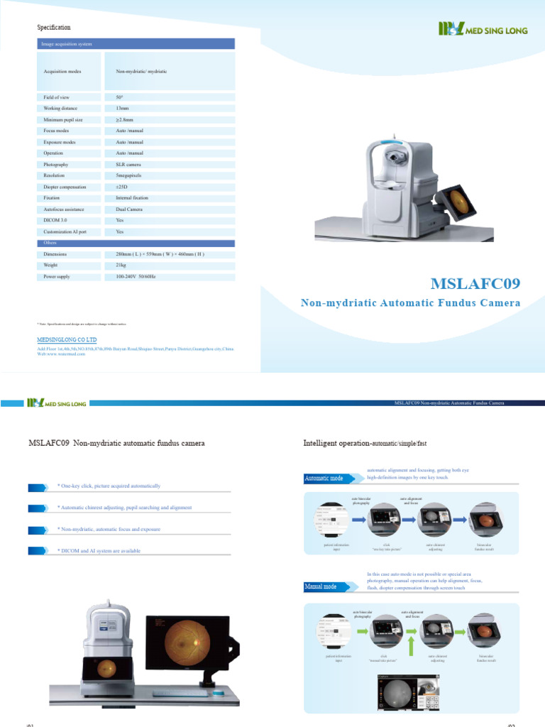 MSLAFC09 Fundus Camera | PDF | Autofocus | Camera