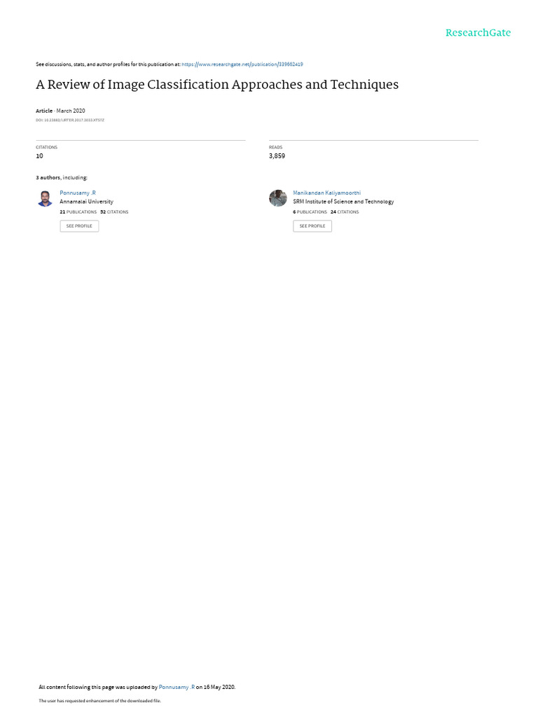 A Review of Image Classification Approaches and Techniques | PDF ...