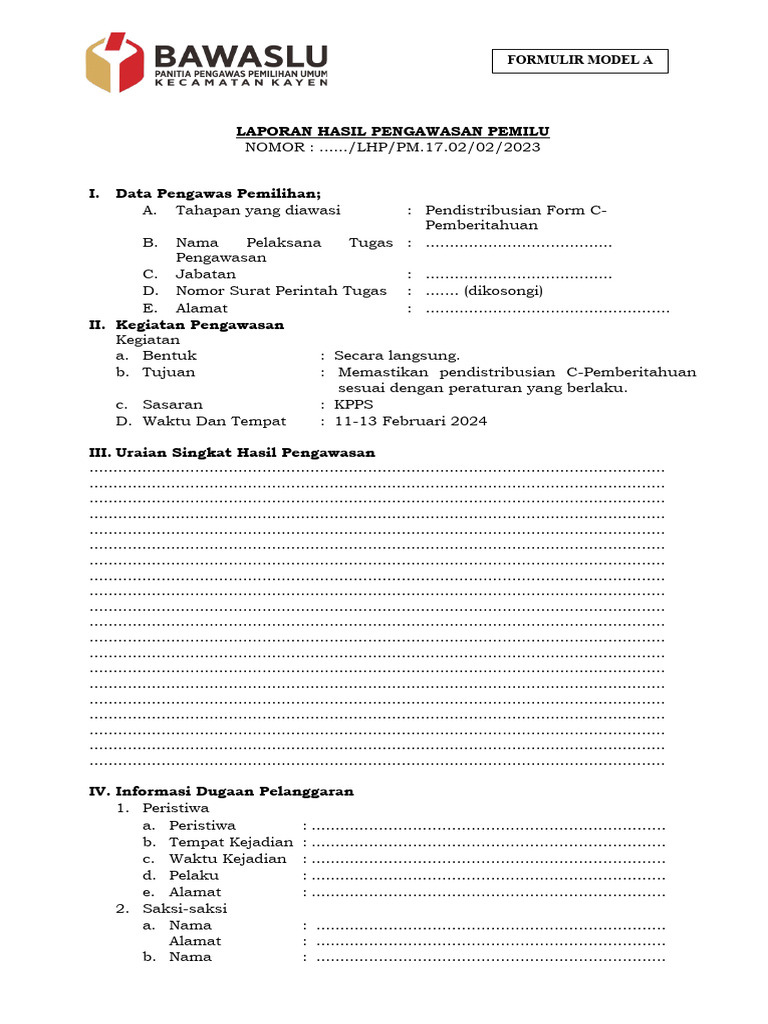 Form A Distribusi C-Pemberitahuan | PDF