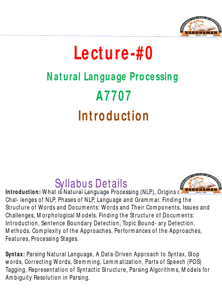NLP Lect Unit I | PDF | Morphology (Linguistics) | Word