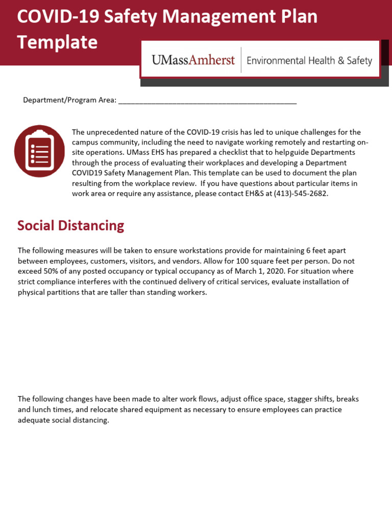 COVID-19 Workplace Managment Plan Template FINAL Phase 2 PT 2 07152020 ...