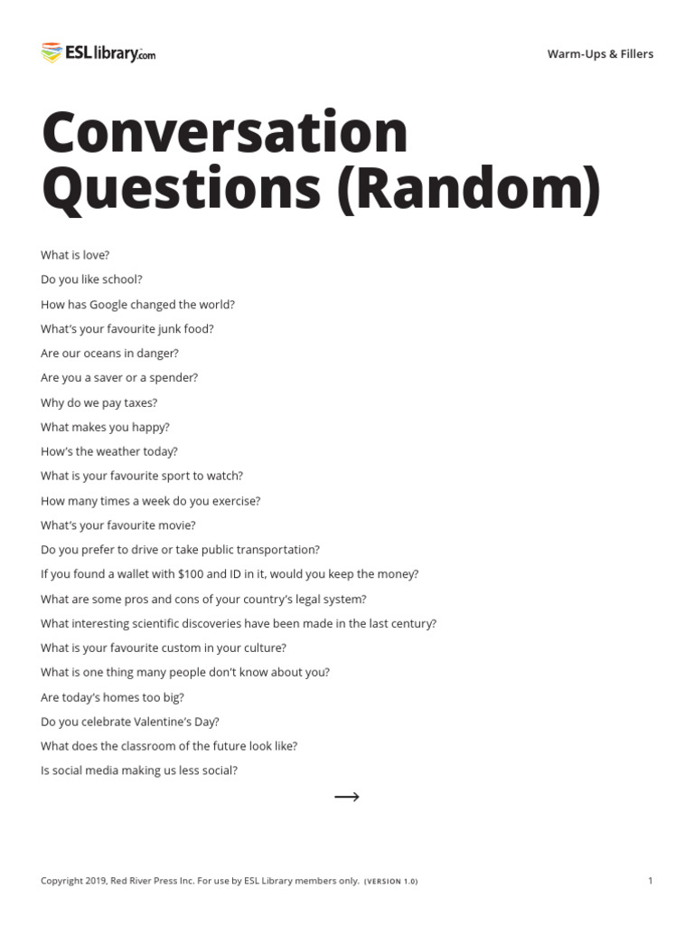 105 Conversation-Questions Random Can | PDF | Multilingualism