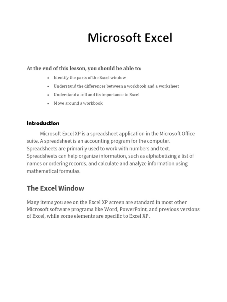 Lesson 4 MS Excel | PDF | Microsoft Excel | Spreadsheet