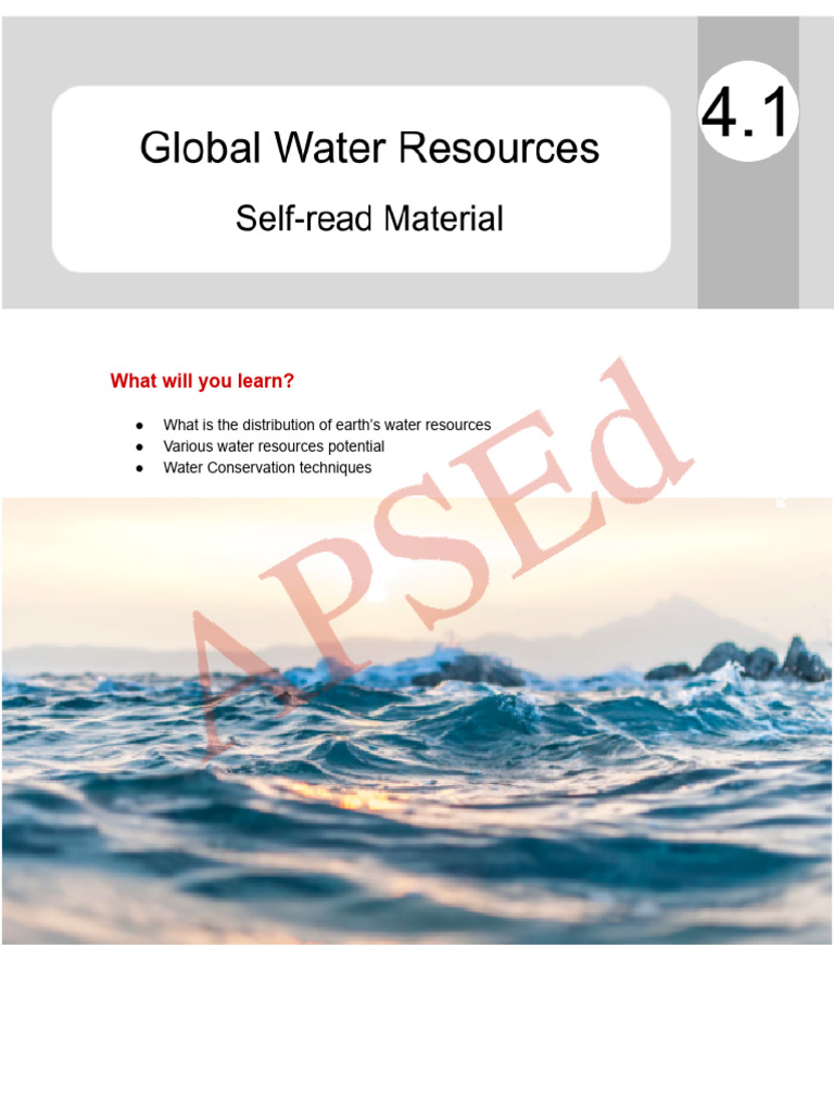 APSEd Global Water Resources Self Read Material Lyst4423 | PDF | Groundwater | Fresh Water