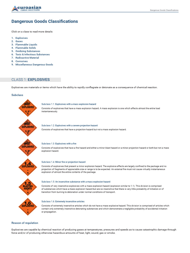 dangerous-goods-classifications_112 | PDF | Explosion | Hydrogen Peroxide