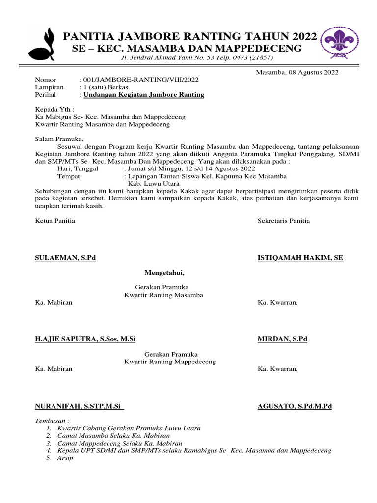 Undangan Jambore Ranting | PDF