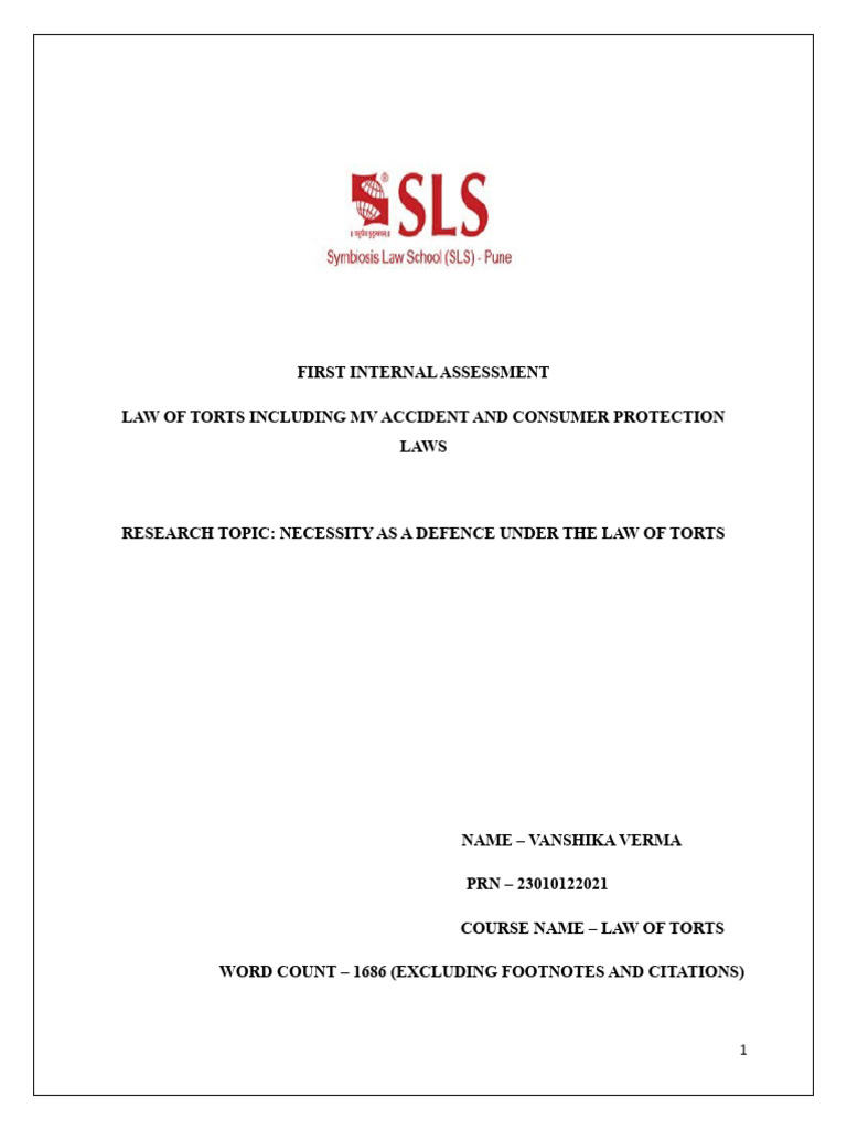 Law of Torts Assignment | PDF | Tort | Trespass