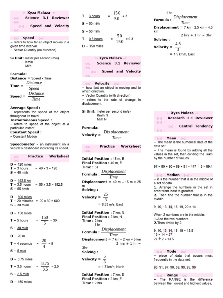 Sci Research 3.1reviewer | PDF | Speed | Velocity