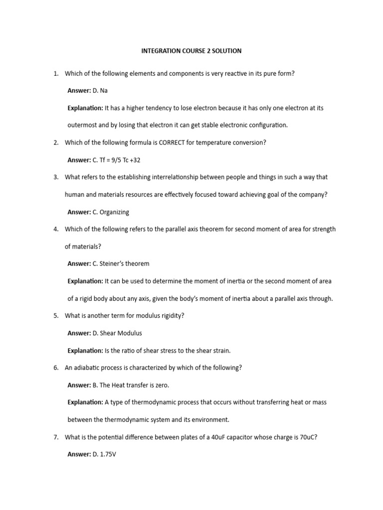 Integration Course 2 Solutions and Answers | PDF | Interest | Physical ...