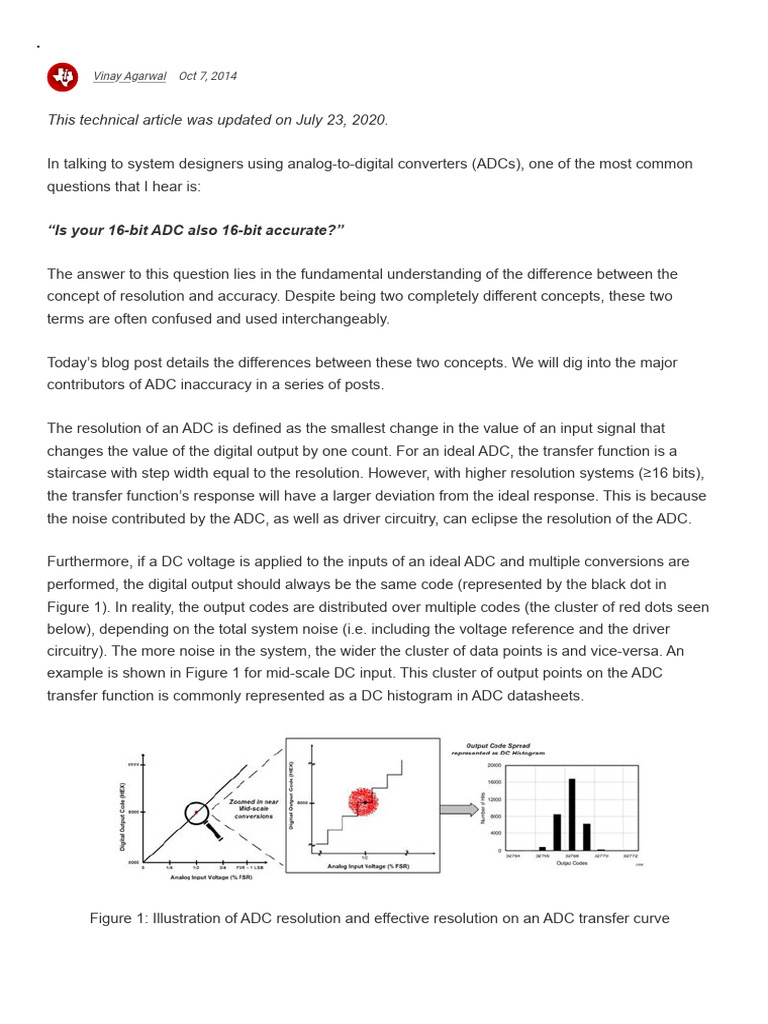 Adc Accuracy Part 1 Is Accuracy Different From Resolution Pdf Analog To Digital