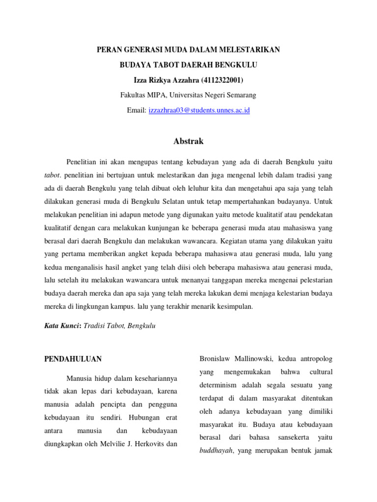 Artikel Peran Generasi Muda Dalam Melestarikan | PDF