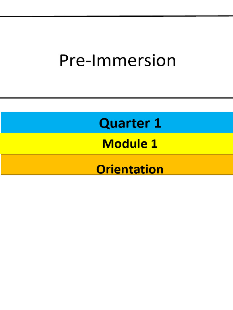 Pre Immersion12 q3 Slm1 Student | PDF | Learning | Curriculum