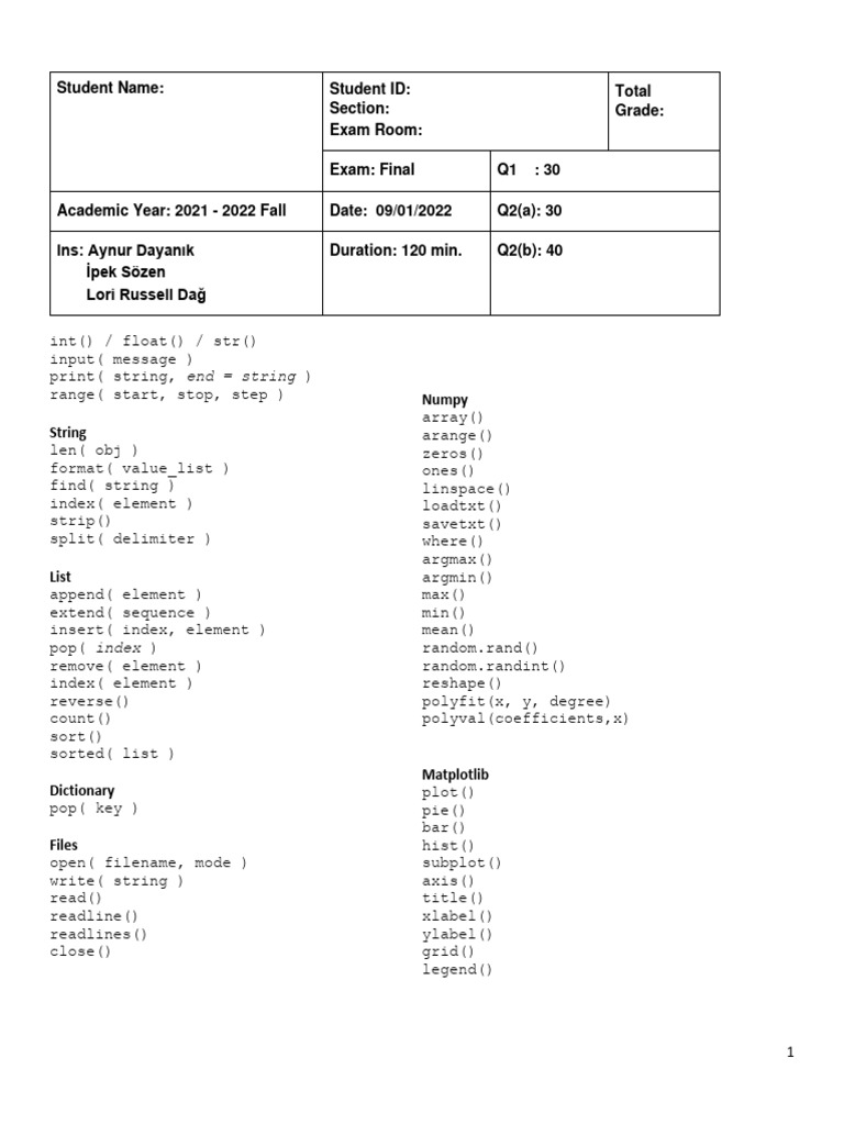 CS115 Final 2021 Fall | PDF | Computers