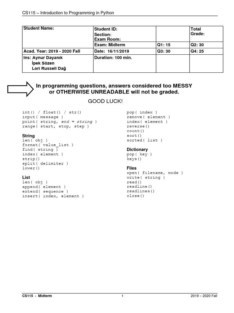 CS115 MT | PDF | Integer (Computer Science) | Computer Engineering