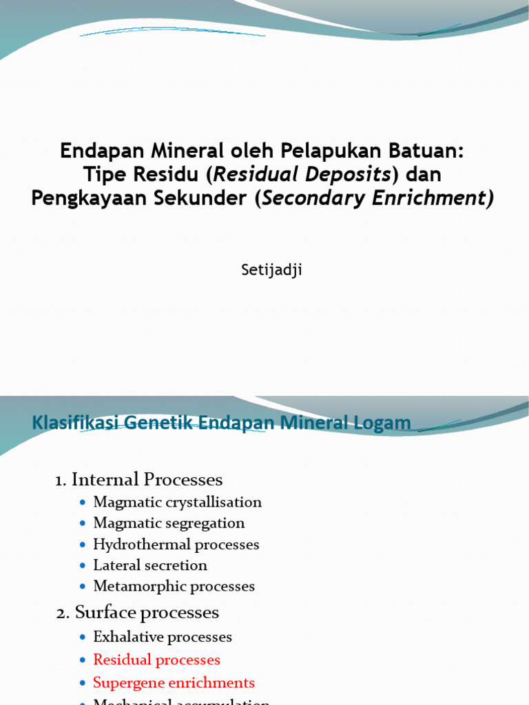 Residual & Secondary Enrichment Deposits - S1 | PDF
