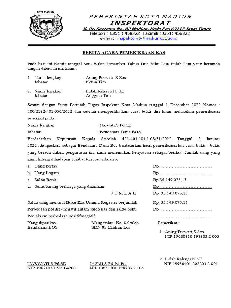 Ba Kas Sekolah Bos Dan Apbd | PDF