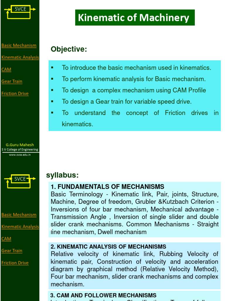 KOM Slides | PDF | Machines | Kinematics