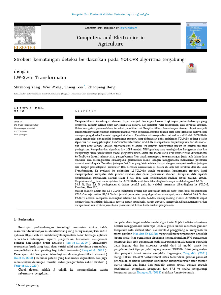 Strawberry Ripeness Detection Based On YOLOv8 Algorithm Fused With - Pages-1 | PDF | Sains ...