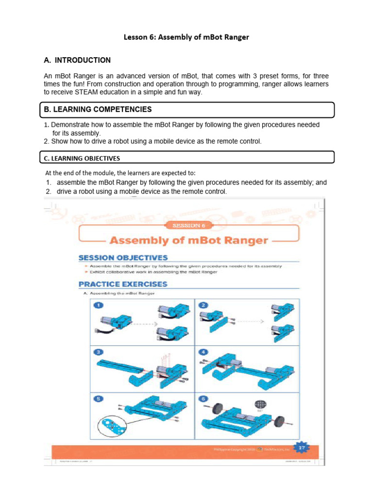 Lesson 6 - Assembly of MBot Ranger | PDF | Technology & Engineering