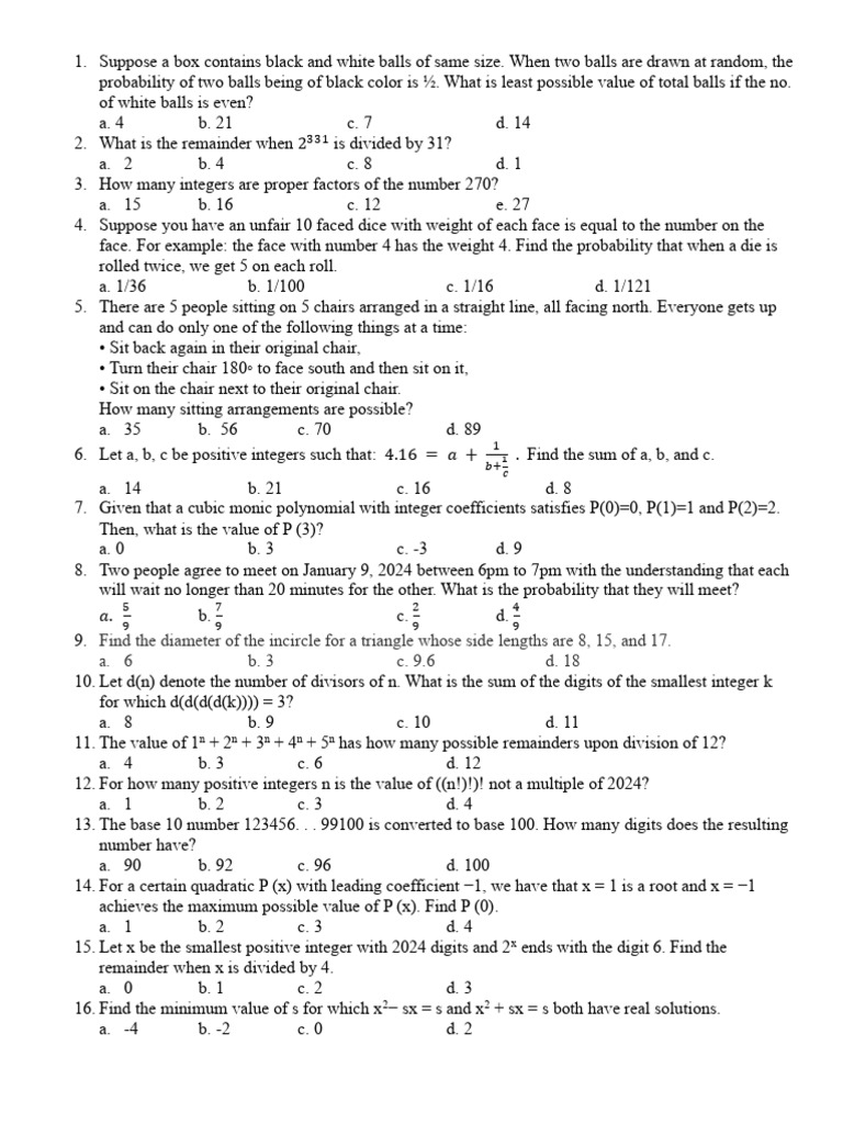 Pmo Final Questions | PDF | Numbers | Triangle