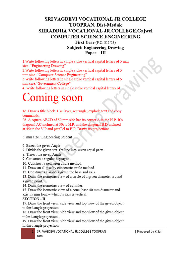 Engineering Drawing by Sai Ram | PDF | Ellipse | Circle