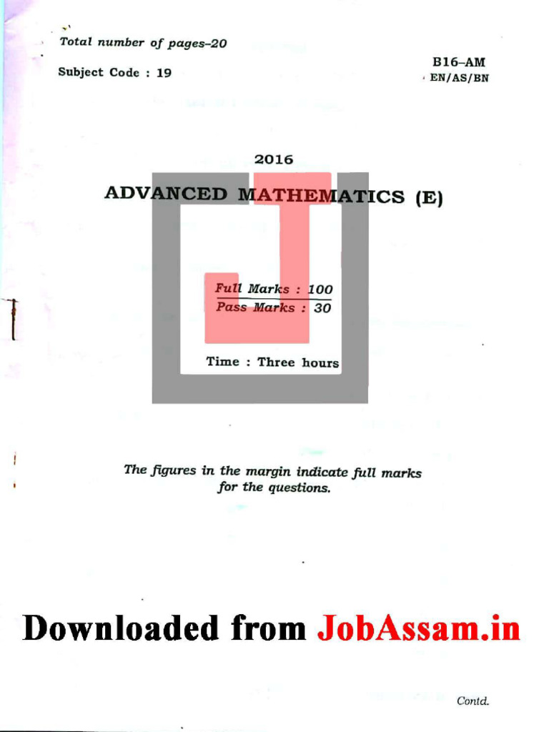 Advance Mathematics 2016 | PDF