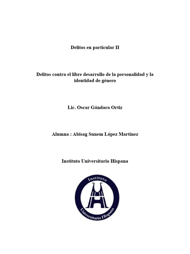 Delitos Contra El Libre Desarrollo de La Personalidad | Descargar ... Delitos Contra El Libre Desarrollo de La Personalidad | Descargar ...