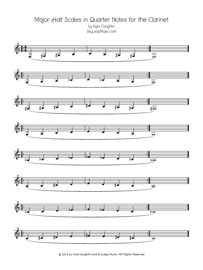 Clarinet Major Half Scales Quarter Notes | PDF