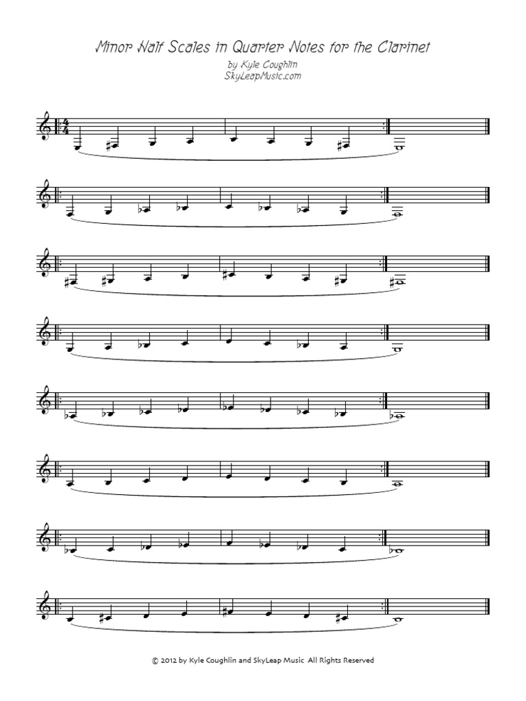 Clarinet Minor Half Scales | PDF