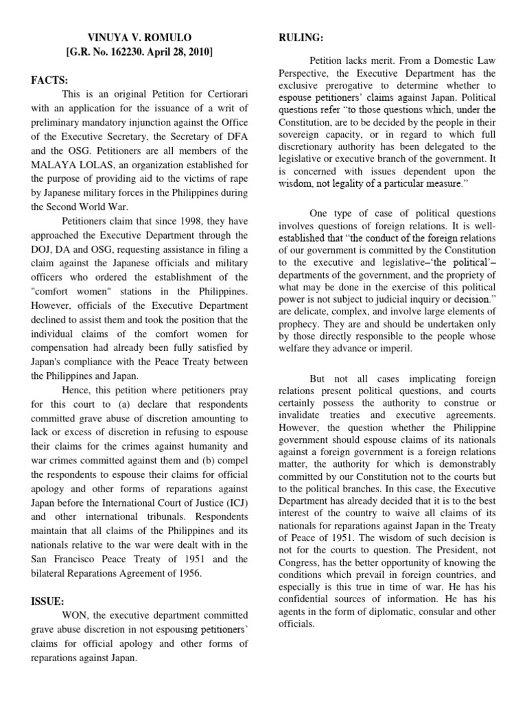 Vinuya v. Romulo | PDF | Treaty | Certiorari