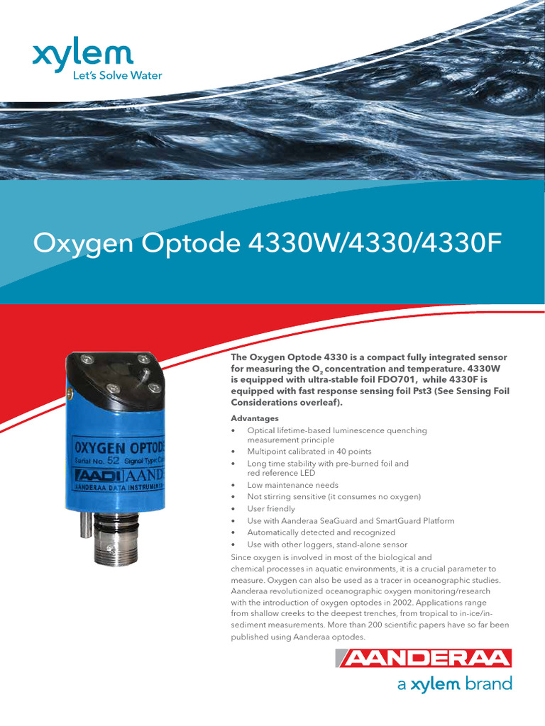 d378 Aanderaa Oxygen Sensor 4330w 4330 4330f Low en | PDF | Sensor ...