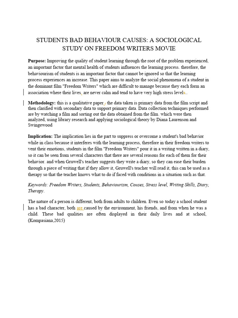 Analyzing Student Behavior in Freedom Writers | PDF | Methodology ...