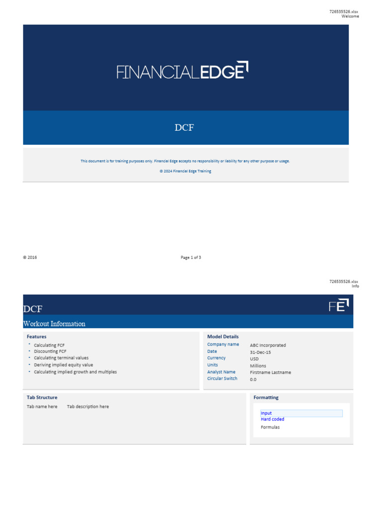 Simple DCF Workout Empty | PDF | Discounted Cash Flow | Financial ...