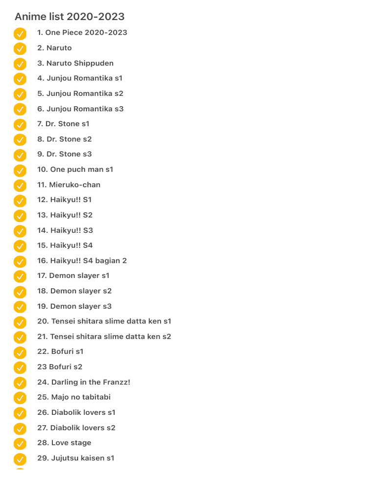 Anime List 2020-2023 Overview | PDF
