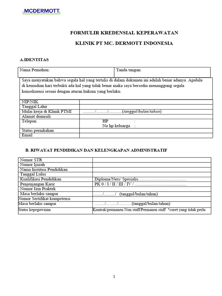 FORM KREDENSIAL NURSE Finish | PDF