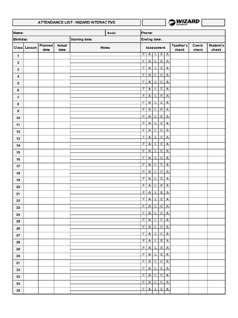 Attendance List - Interactive | PDF