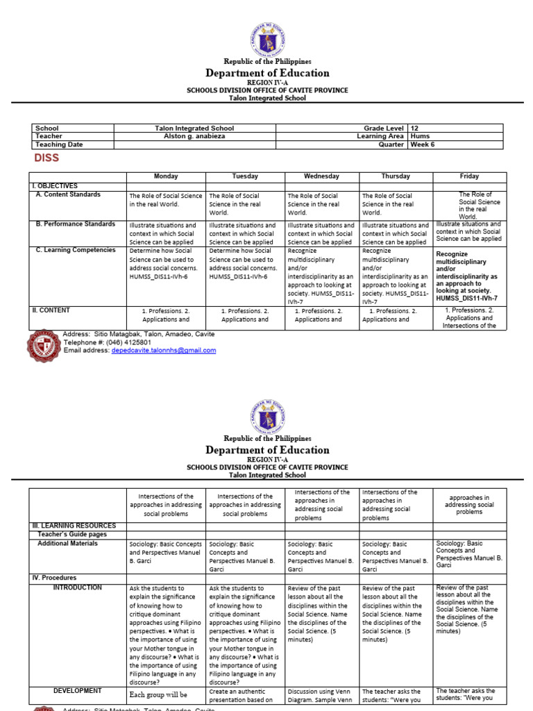 2024 Diss Wee 6 Quarter 2 | PDF | Interdisciplinarity | Sociology
