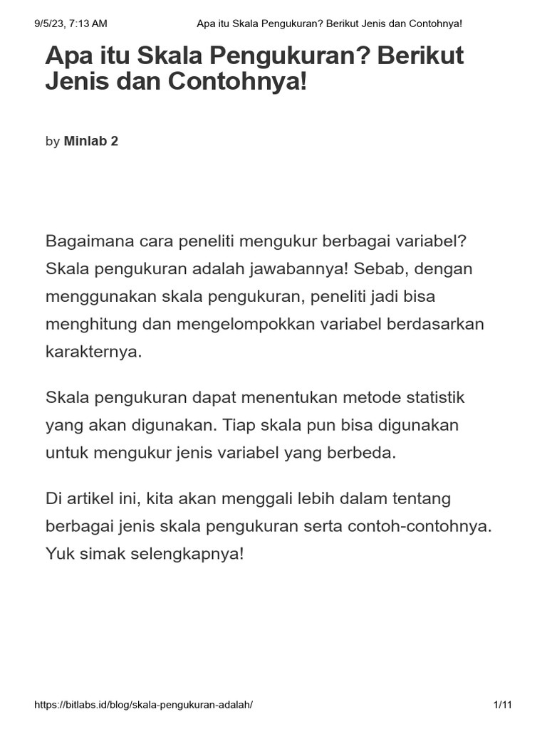 Apa Itu Skala Pengukuran Berikut Jenis Dan Contohnya! | PDF
