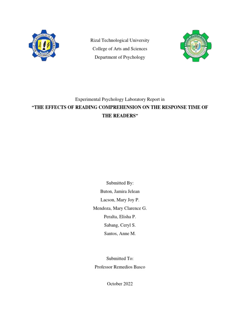 Group 5 302p Introduction Methodology 1 | Download Free PDF | Reading Comprehension | Mental ...