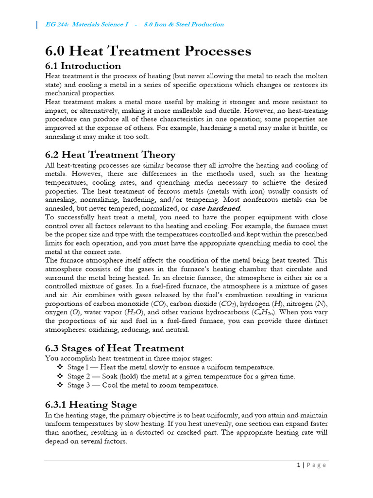 HEAT TREATMENT PROCESSES Ns PDF | PDF | Heat Treating | Steel
