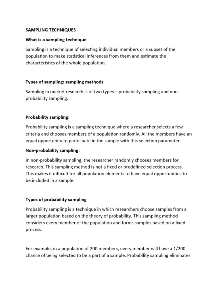 Sampling Techniques | PDF | Sampling (Statistics) | Stratified Sampling Sampling Techniques | PDF | Sampling (Statistics) | Stratified Sampling