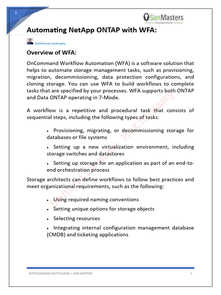 Automating NetApp ONTAP with WFA Guide | PDF | Parameter (Computer Programming) | Computing