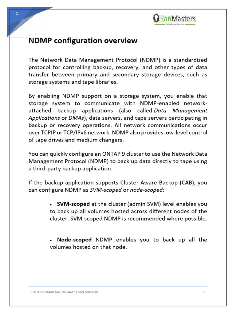 NDMP Configuration Overview | Download Free PDF | Backup | Data Management