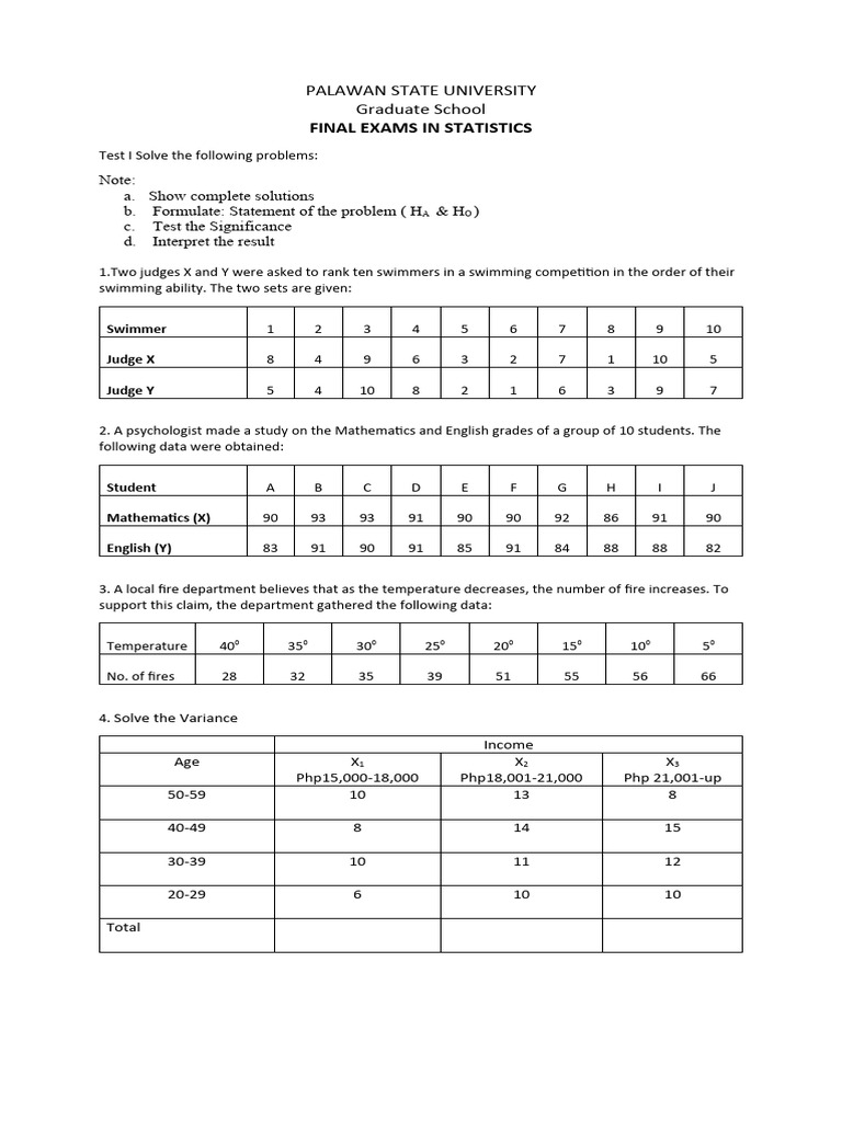 Set 2 Final Exams in Statistics | Download Free PDF | Statistics