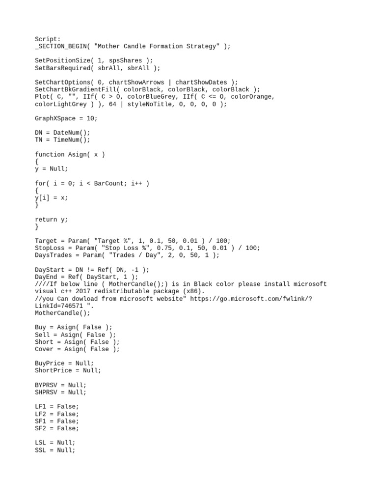 AFL For Mother Candle Formation Strategy | PDF | Market (Economics ...