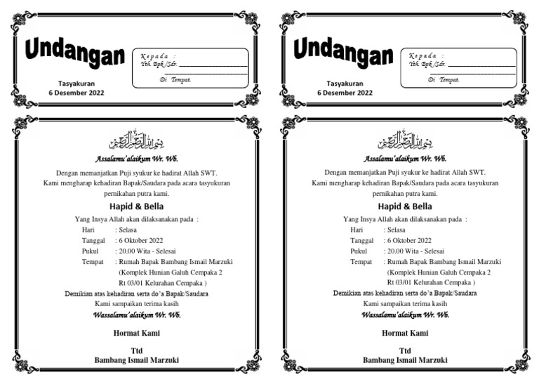 Walimatul Ursy 1 Lembar Isi 2 - Folio | PDF